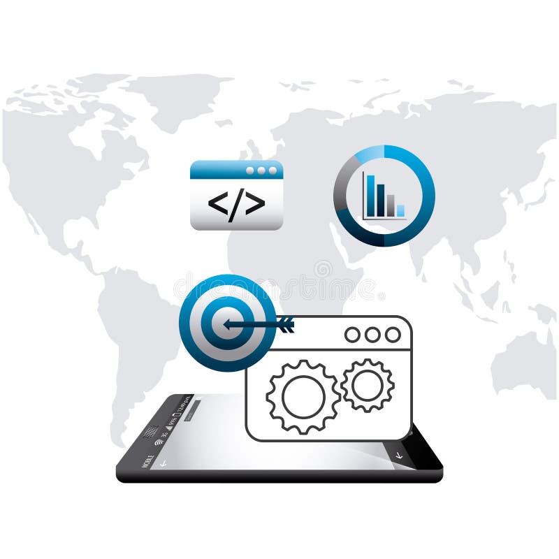 Search Engine Optimization Icons Stock Illustration - Illustration of ...