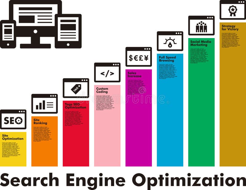 Search Engine Optimization Infographic Stock Vector - Illustration of ...