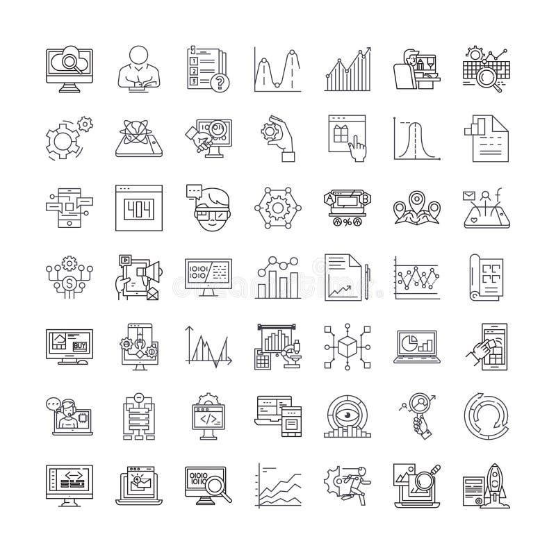 Search Engine Optimization Linear Icons, Signs, Symbols Vector Line ...