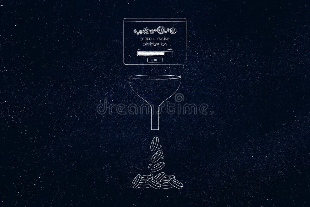 Search Engine Optimization Pop-up Going into Conversion Funnel a Stock ...