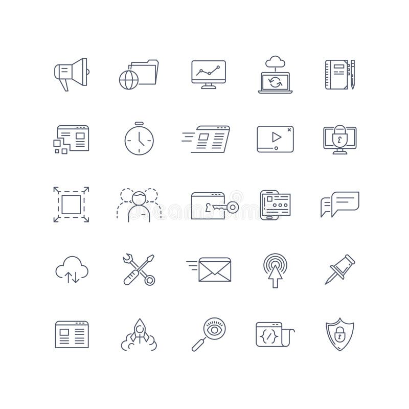 Search Engine Optimization, Seo Service Vector Line Icons Set Stock ...