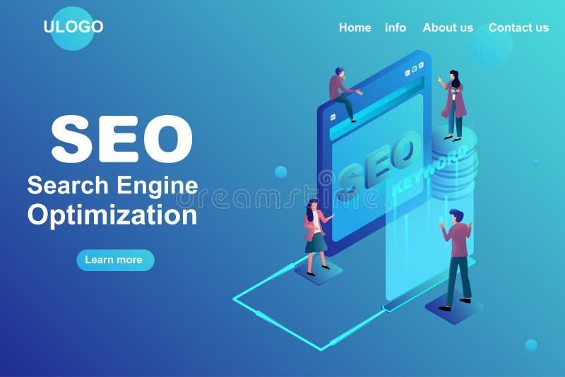 Search Engine Optimization Strategy Concept. Isometric 3D Futuristic Digital Enter Keyword To ...