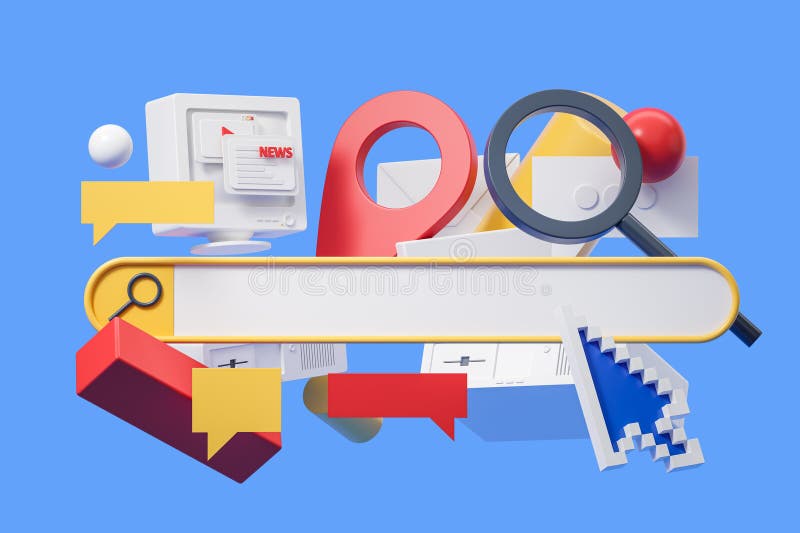 Search Engine Optimization, Web Design Element on Blue Background ...