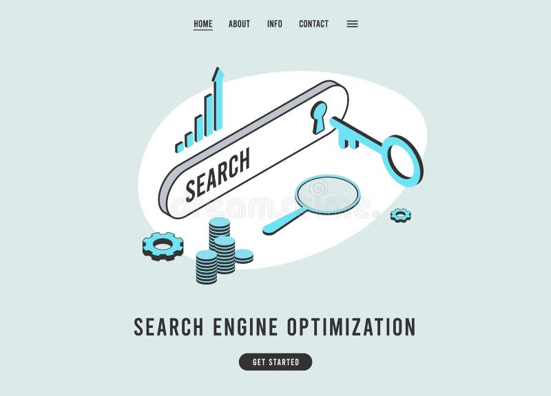 Search Engine Optimization Website Landing Page Template Illustration. Design with Imagery of ...