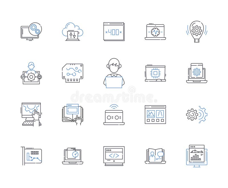 Search Engine Line Icons Collection. Google, Bing, Yahoo, DuckDuckGo ...