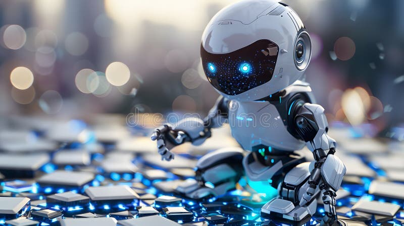 Search Engine Robot Assembling a Digital Mosaic. Stock Illustration ...