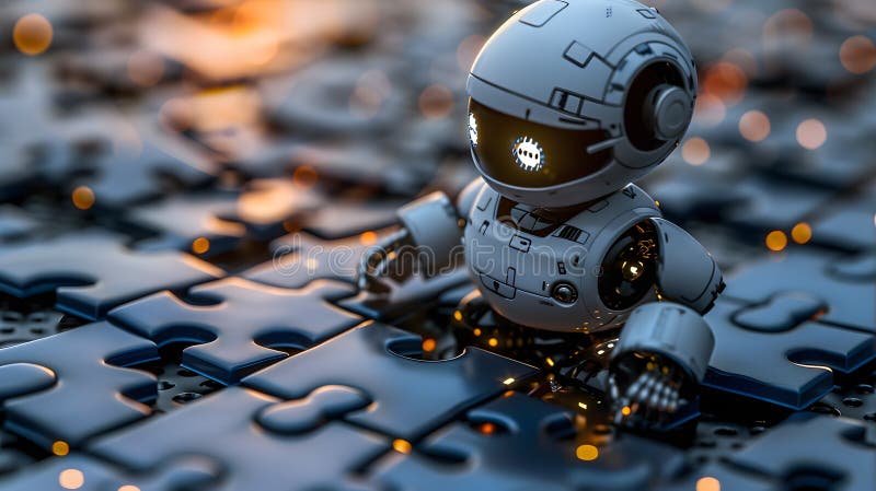 Search Engine Robot Piecing Together a Digital. Stock Illustration ...