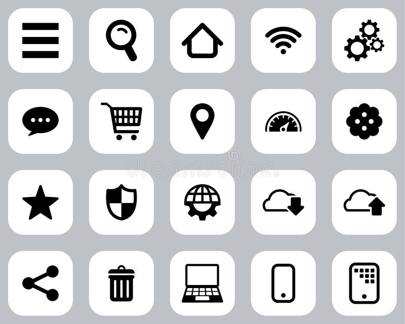 Search Engine or User Interface Icons Black & White Flat Design Set Big ...