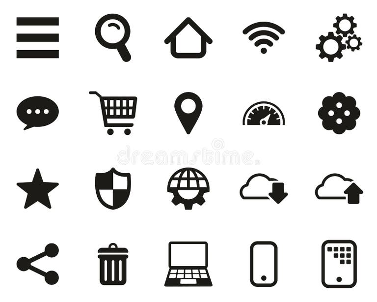 Search Engine or User Interface Icons Black & White Set Big Stock ...