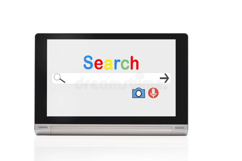 Search Engine Website on Computer Tablet Screen Stock Illustration ...