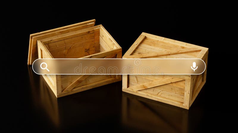 Search Engine Window Concept with a Background of Two Wooden Crates ...