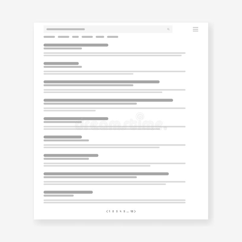 Search Engine Wireframe, Webpage Prototype Vector Illustration. Stock ...
