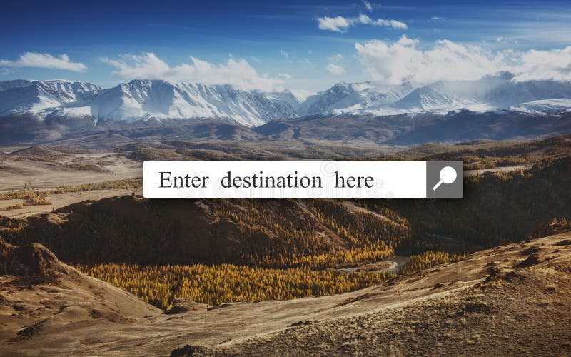 Search Explore Destination Concept with Box and Mountains Backdrop ...