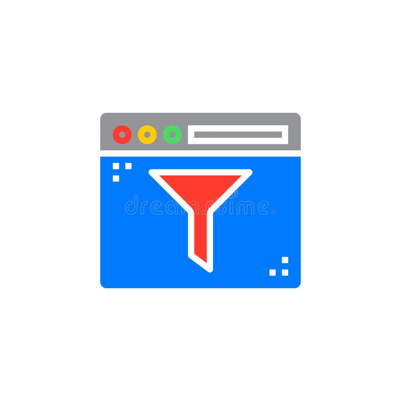 Search Filter Symbol. Funnel and Browser Icon Vector, Filled Fla Stock ...