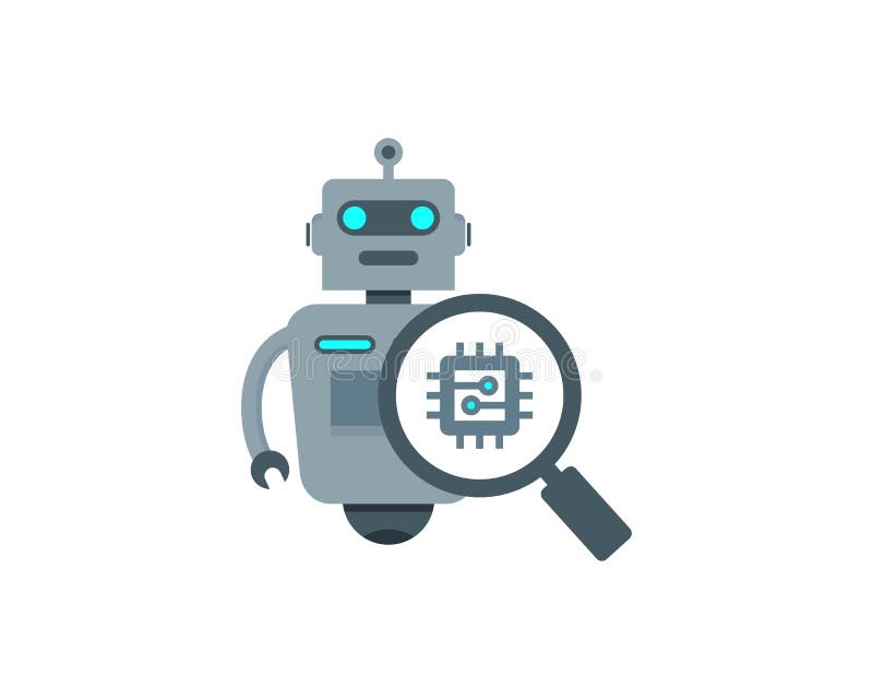 Search Find Robot Icon Logo Design Stock Vector - Illustration of ...