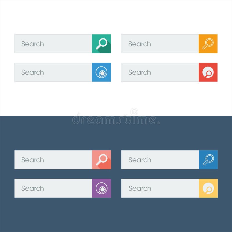 Search Flat Design Icons Set in Colorful Bars for Stock Vector ...