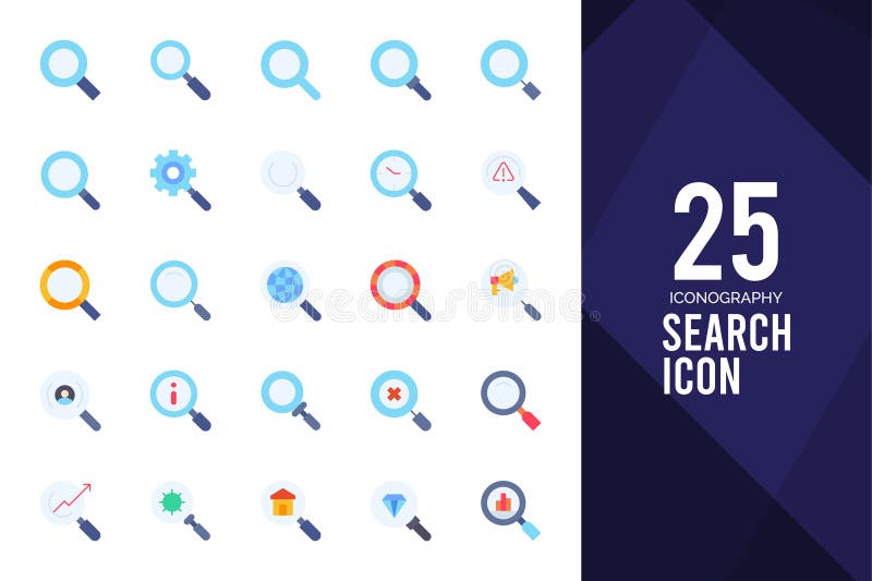 25 Search Flat Icon Pack. Vector Illustration Stock Vector ...