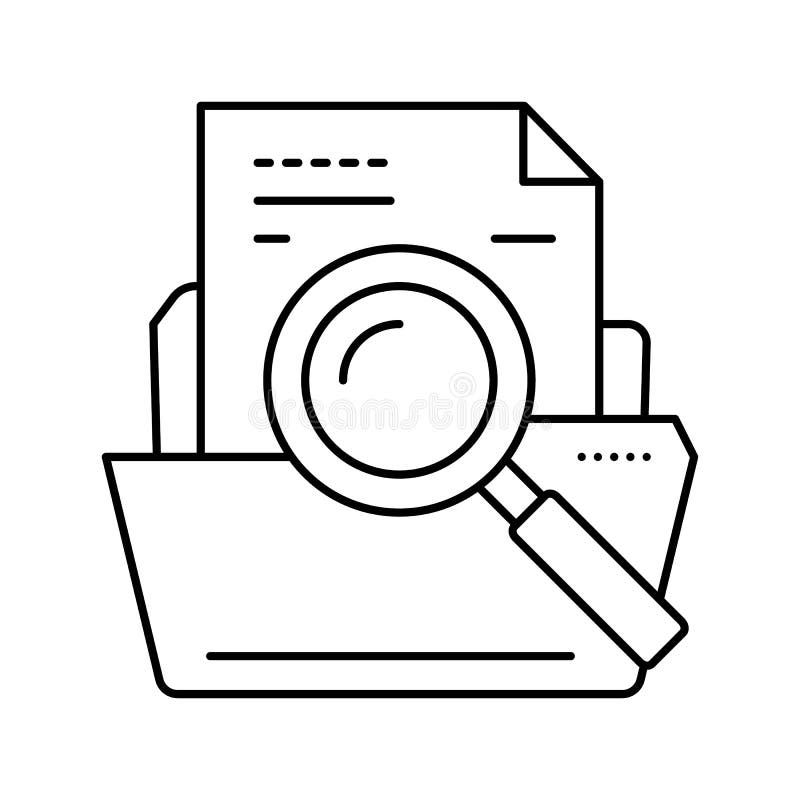 Search Folder Line Icon Vector Illustration Stock Vector - Illustration ...