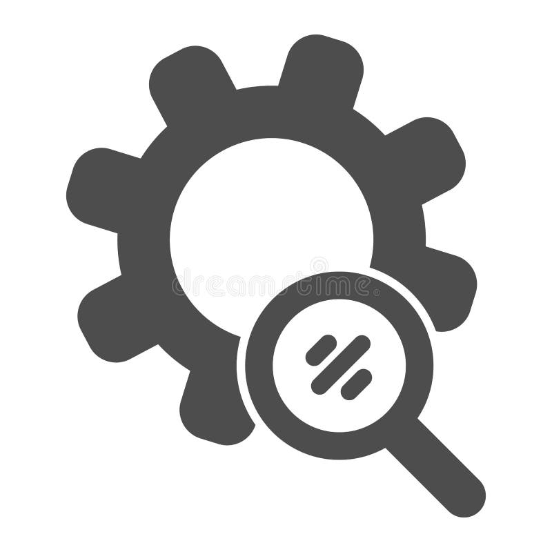 Gear with Magnifying Glass Solid Icon. Extended Search Vector ...