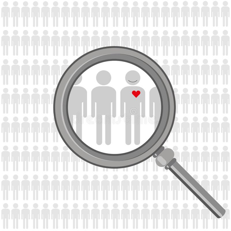 Search with a Glass - a Man in the Crowd Stock Vector - Illustration of ...