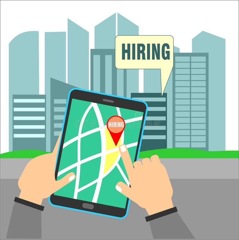 Search Hiring Location Using Map on Tablet Stock Vector - Illustration ...