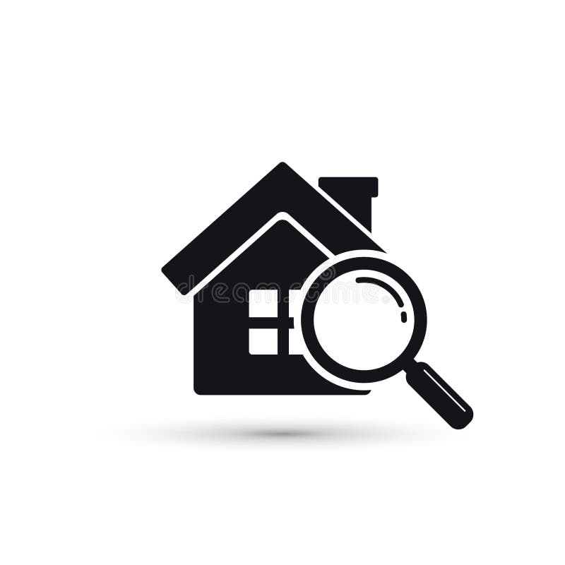 Search House Icon with Magnifier. Vector Stock Vector - Illustration of ...