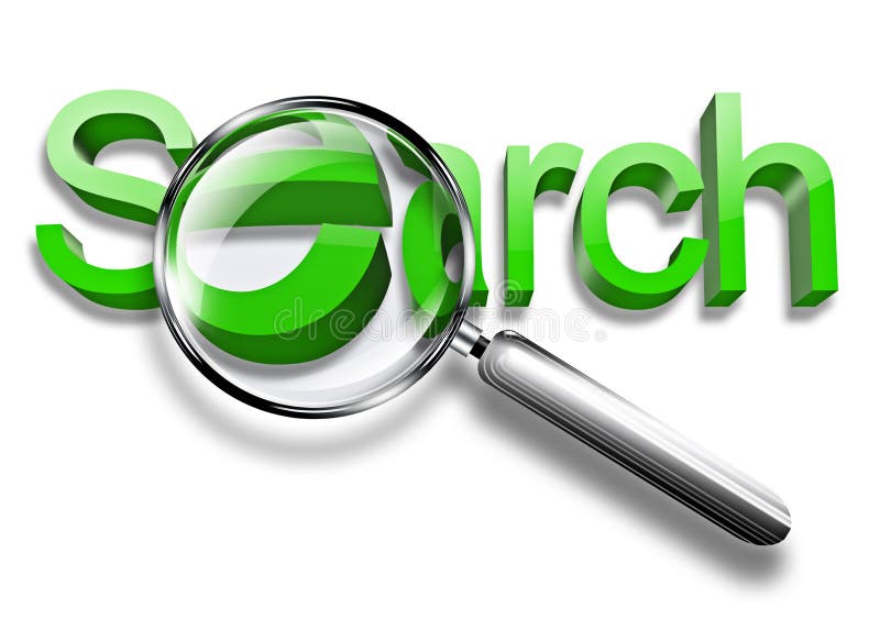 Magnifier and Search word stock illustration. Illustration of search ...