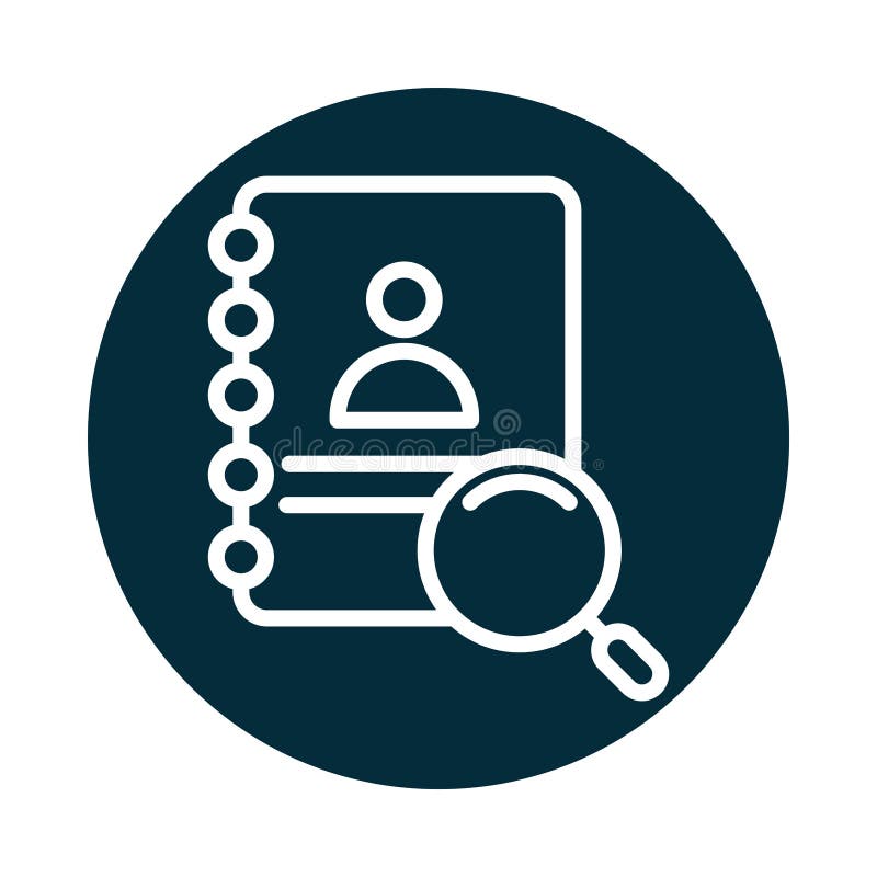 Search Icon, Address Book Contact Magnifier Block and Line Icon Stock ...