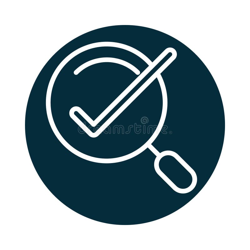 Search Icon, Check Mark Magnifying Glass Block and Line Icon Stock ...