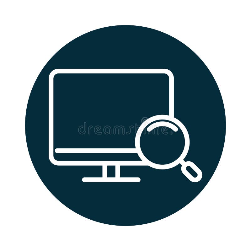 Search Icon, Computer Screen Magnifier Block and Line Icon Stock Vector ...