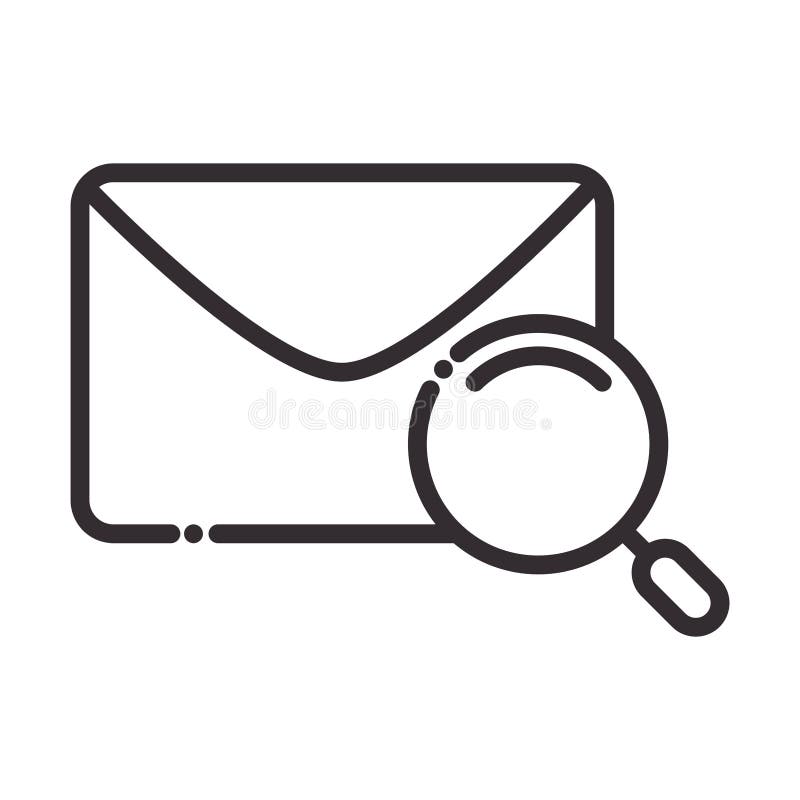 Search Icon, Email Message Magnifying Glass Internet Thin Line Icon ...