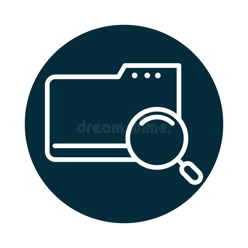 Search Icon, Folder File Data Magnifier Block and Line Icon Stock ...
