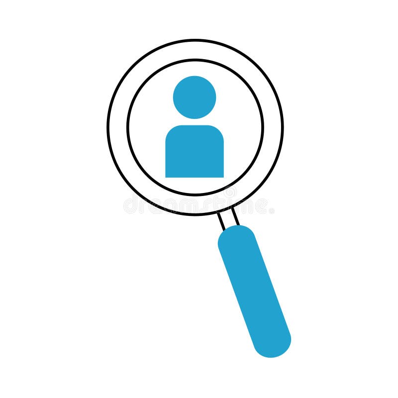 Search Icon, Magnifying Glass Avatar Explore Blue Line and Fill Stock ...