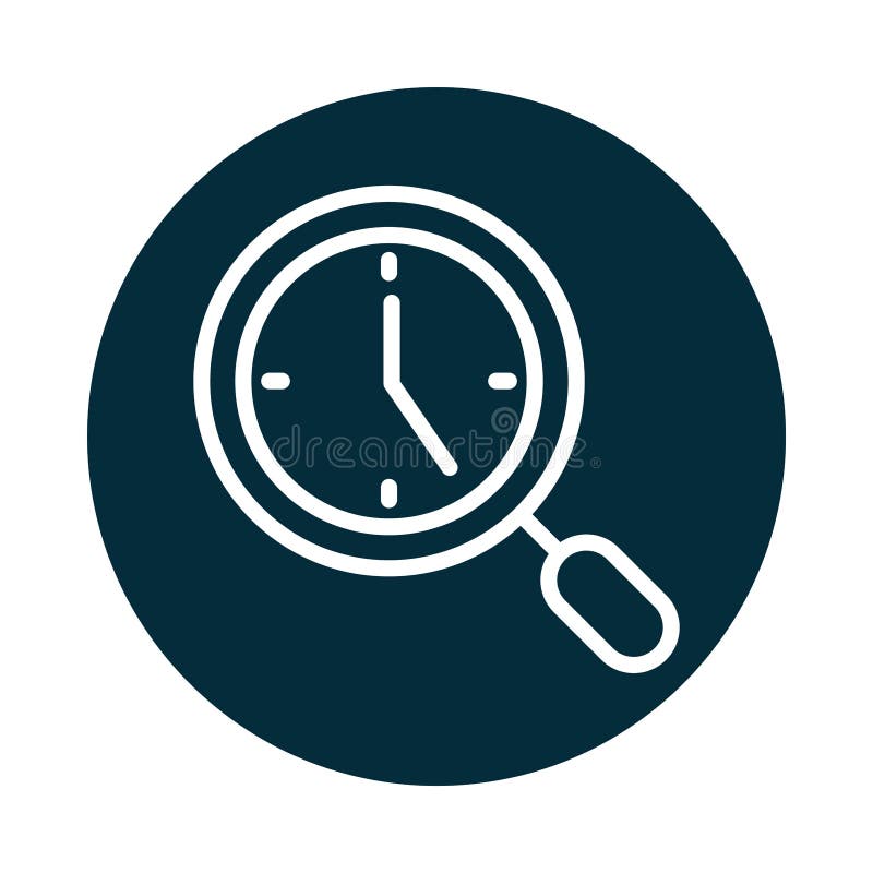 Search Icon, Magnifying Glass Clock Time Block and Line Icon Stock ...