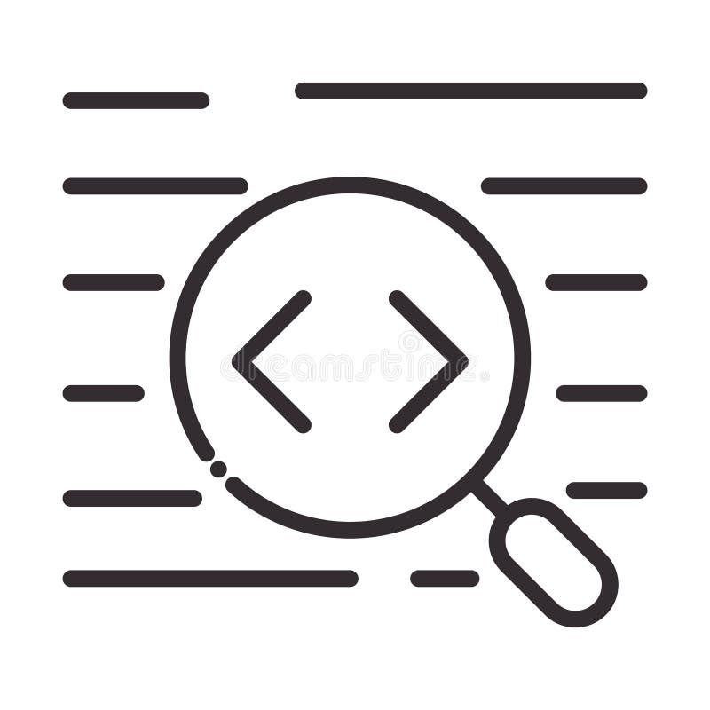 Search Icon, Magnifying Glass Code Interface Web Thin Line Icon Stock ...