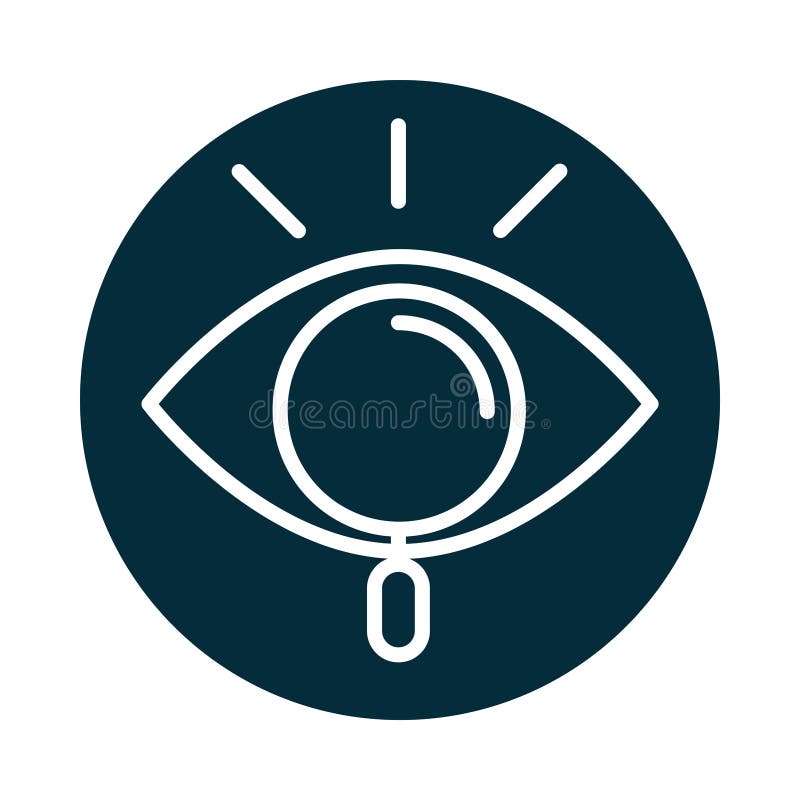 Search Icon, Magnifying Observation Eye Look Block and Line Icon Stock ...