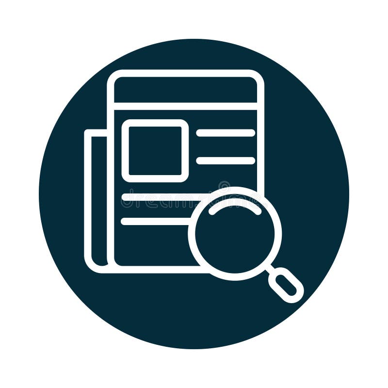 Search Icon, Paper Information Content Block and Line Icon Stock Vector ...