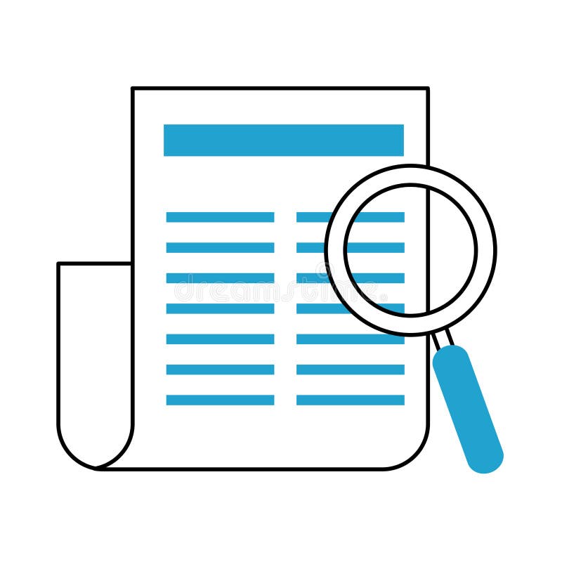 Search Icon, Paper Information Content Blue Line and Fill Stock Vector ...