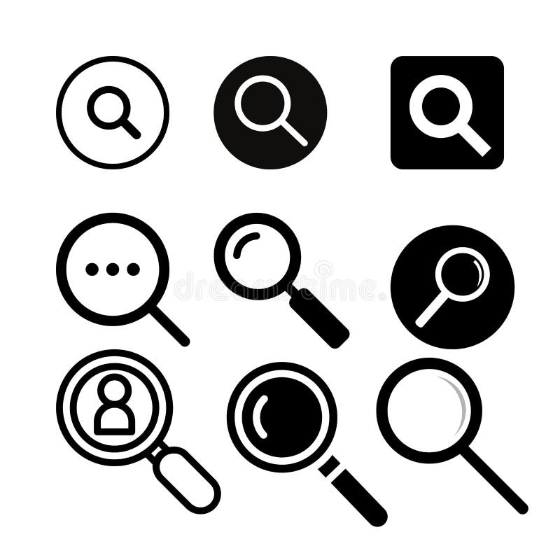 Search Icon Set with Black Color Vector Stock Vector - Illustration of ...