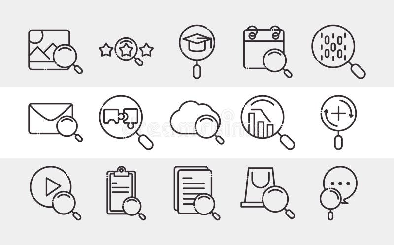 Search Icon, Set Icons Thin Line Pictogram, Email Cloud Computing ...