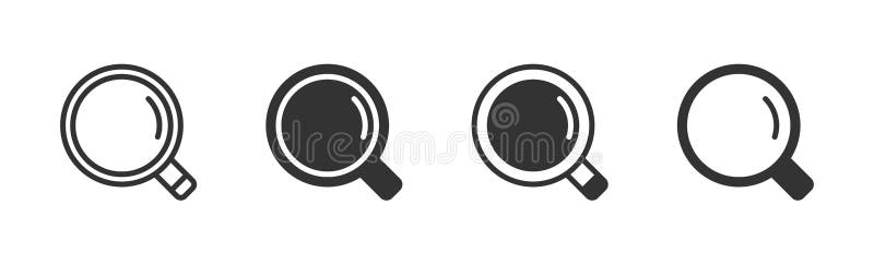 Search Icons in Four Different Versions in a Flat Design Stock Vector ...