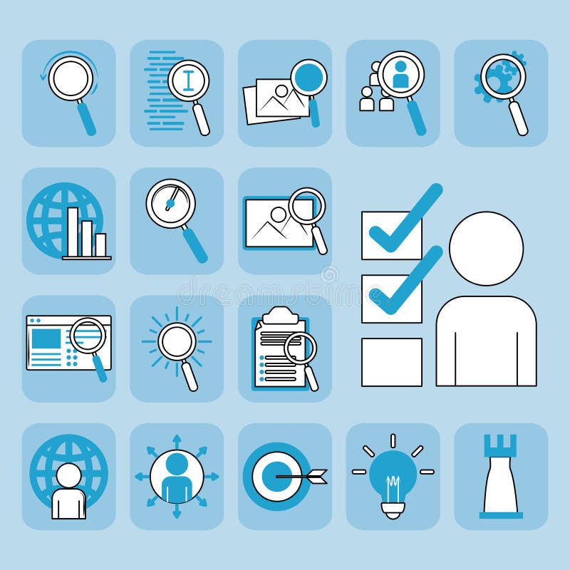 Search Icons, Magnifying Glass Explore Web Internet Pack Thin Blue Line ...