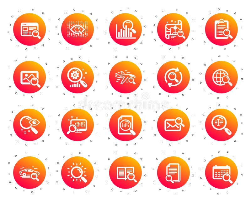Search Icons. Set of Indexation, Artificial Intelligence and Car Rental ...