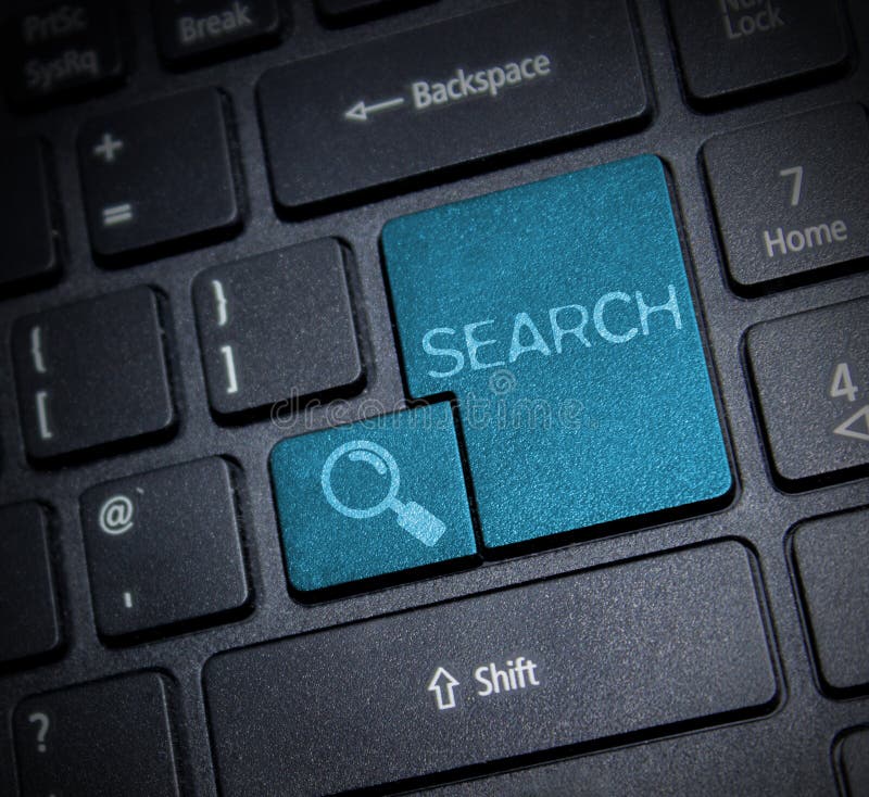 Search (keyboard Keys) and Magnify Glass Stock Image - Image of numbers ...