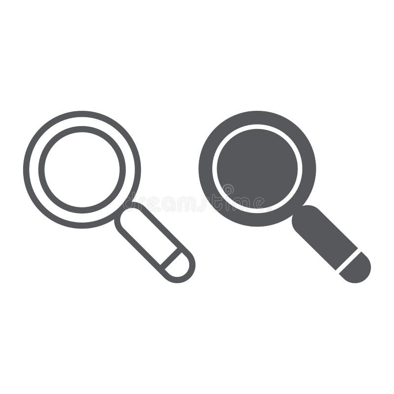 Search Line and Glyph Icon, Lens and Find, Magnifying Glass Sign ...