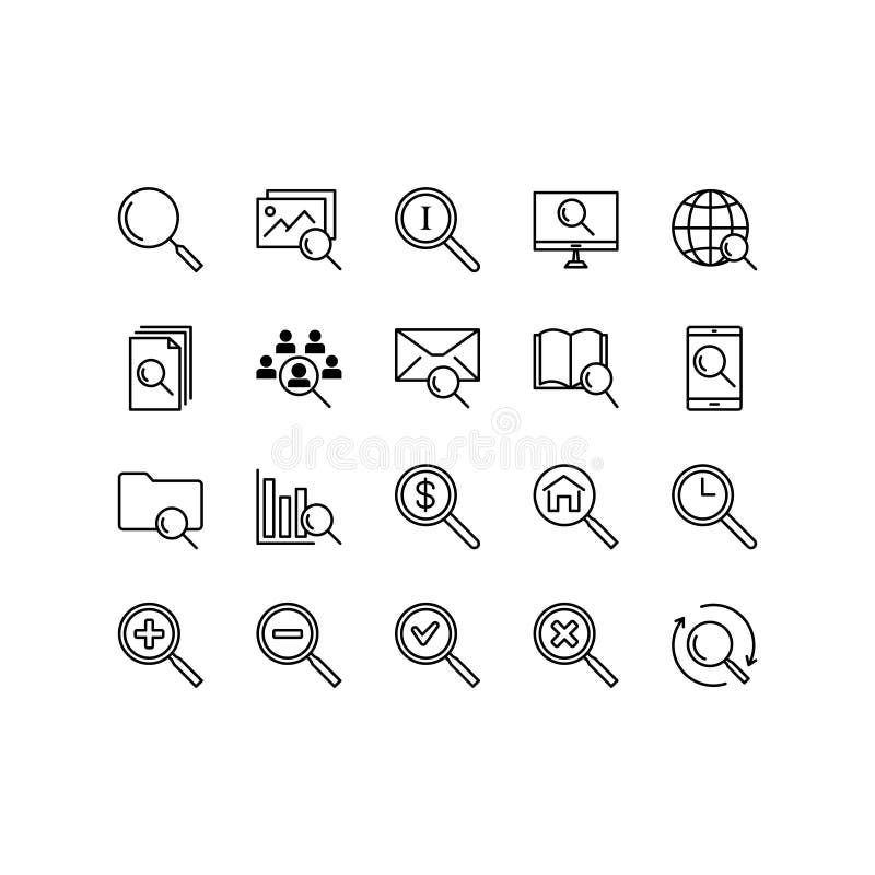 Search Line Icons. Set Magnifier Search. Web Search Engine, Analytics ...