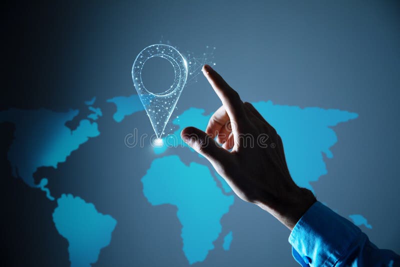 Search for Locations Around the World. Location Map Concept Stock Image ...