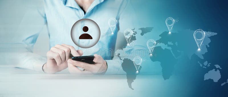 Search for Locations Around the World. Location Map Concept Stock Photo ...