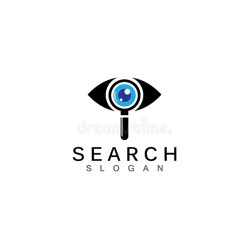 Logo with magnifying glass stock illustration. Illustration of ball ...