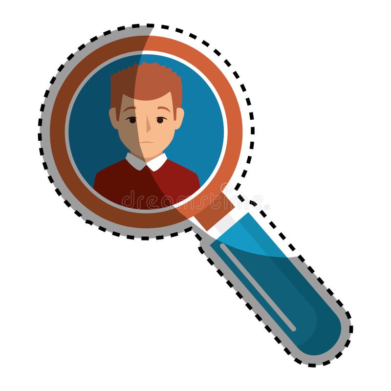 Search Magnifying Glass with Person Avatar Stock Vector - Illustration ...